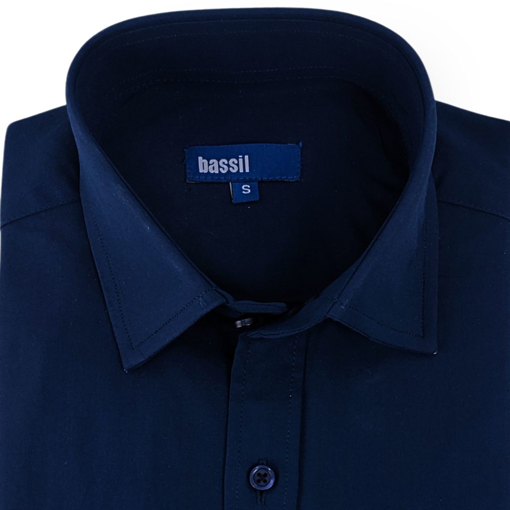 CAMISA AZUL NOCHE MANGA LARGA LLANO - Bassil