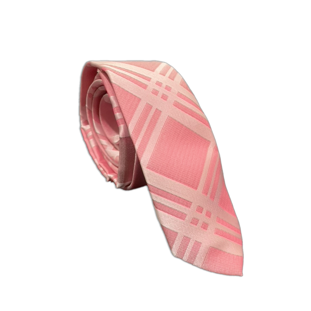 CORBATA ROSA CON LINEAS CRUZADAS - Bassil